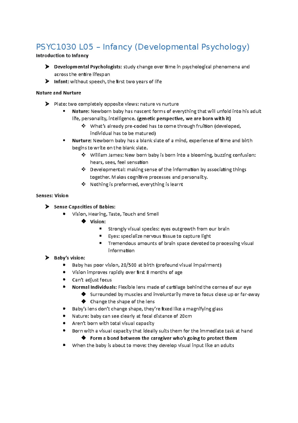 L5 - Infancy (Developmental) - PSYC1030 L05 – Infancy (Developmental ...