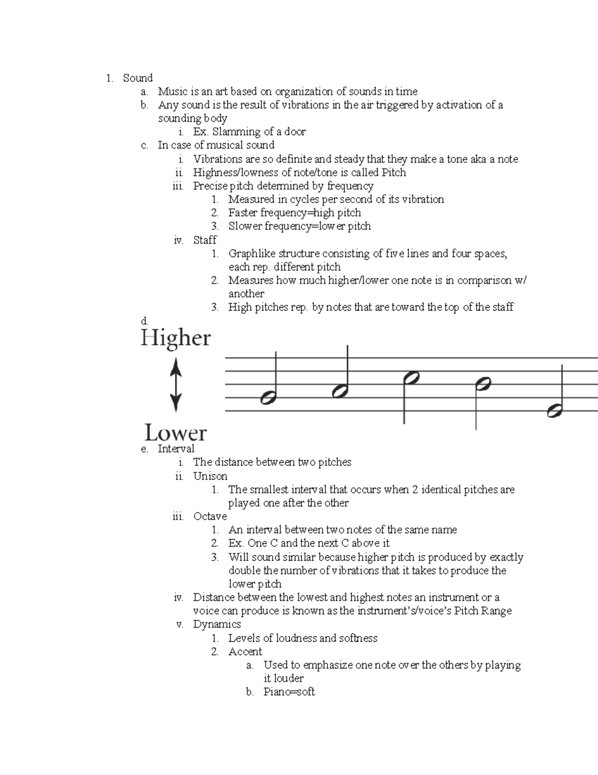 1. Elements of Music - Book Notes - 1. Sound a. Music is an art based ...