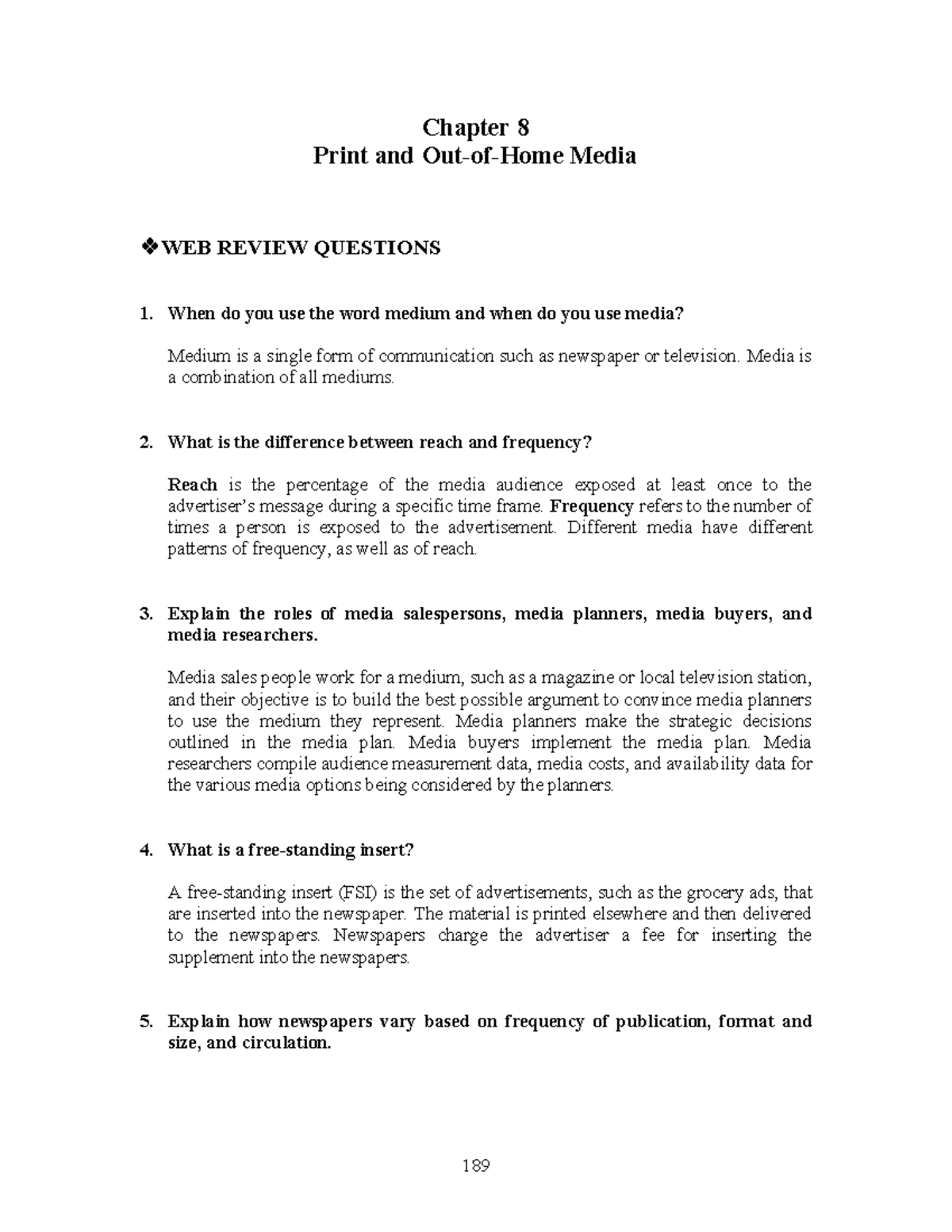 Print media short Questions - Chapter 8 Print and Out-of-Home Media WEB ...