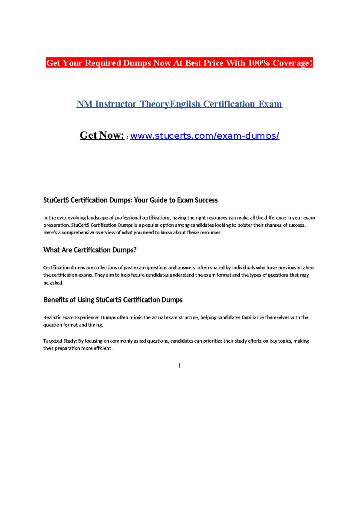 NM Instructor Theory English Certification Exam - Get Your Required ...