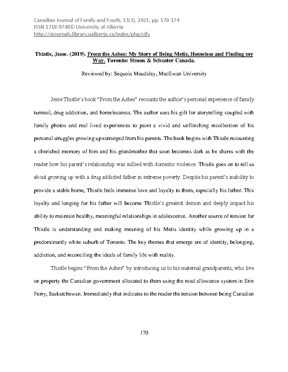 Book Review of Thistle Jesse 2019 From the Ashes M - Canadian Journal ...