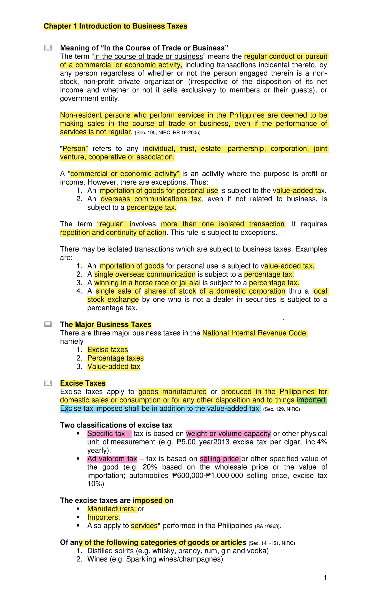 Ch01 Introduction to Business Taxes - Meaning of “In the Course of ...