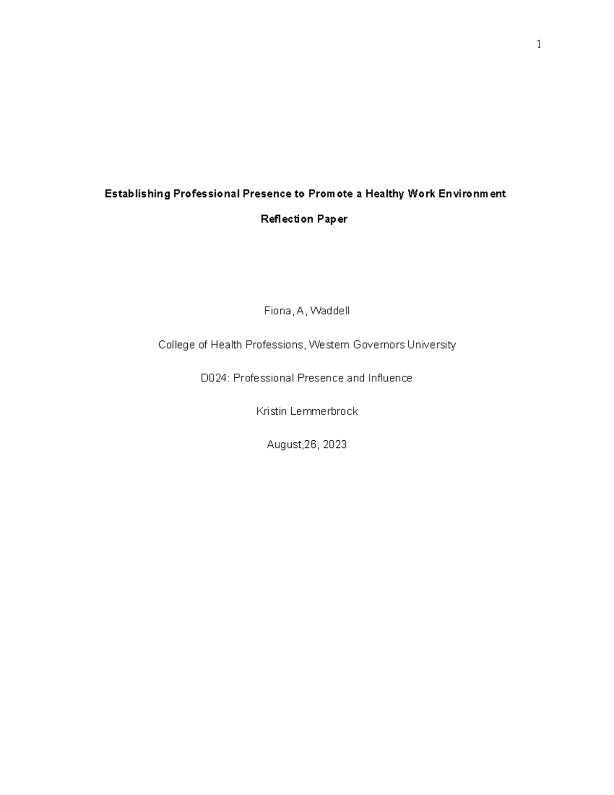 Reflection Paper D 024 AIMS - D024 - WGU - Studocu