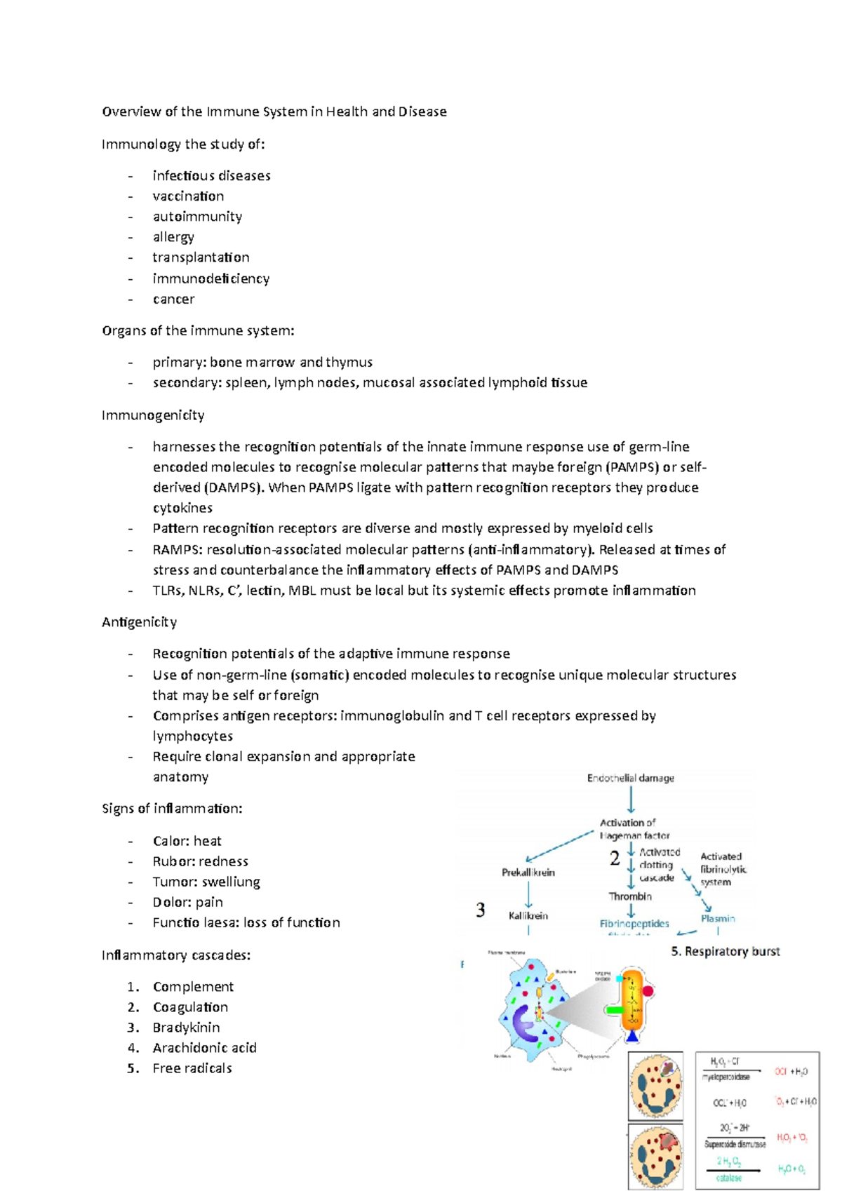 Inflammation - W1 Overview of the immune system in health and disease ...