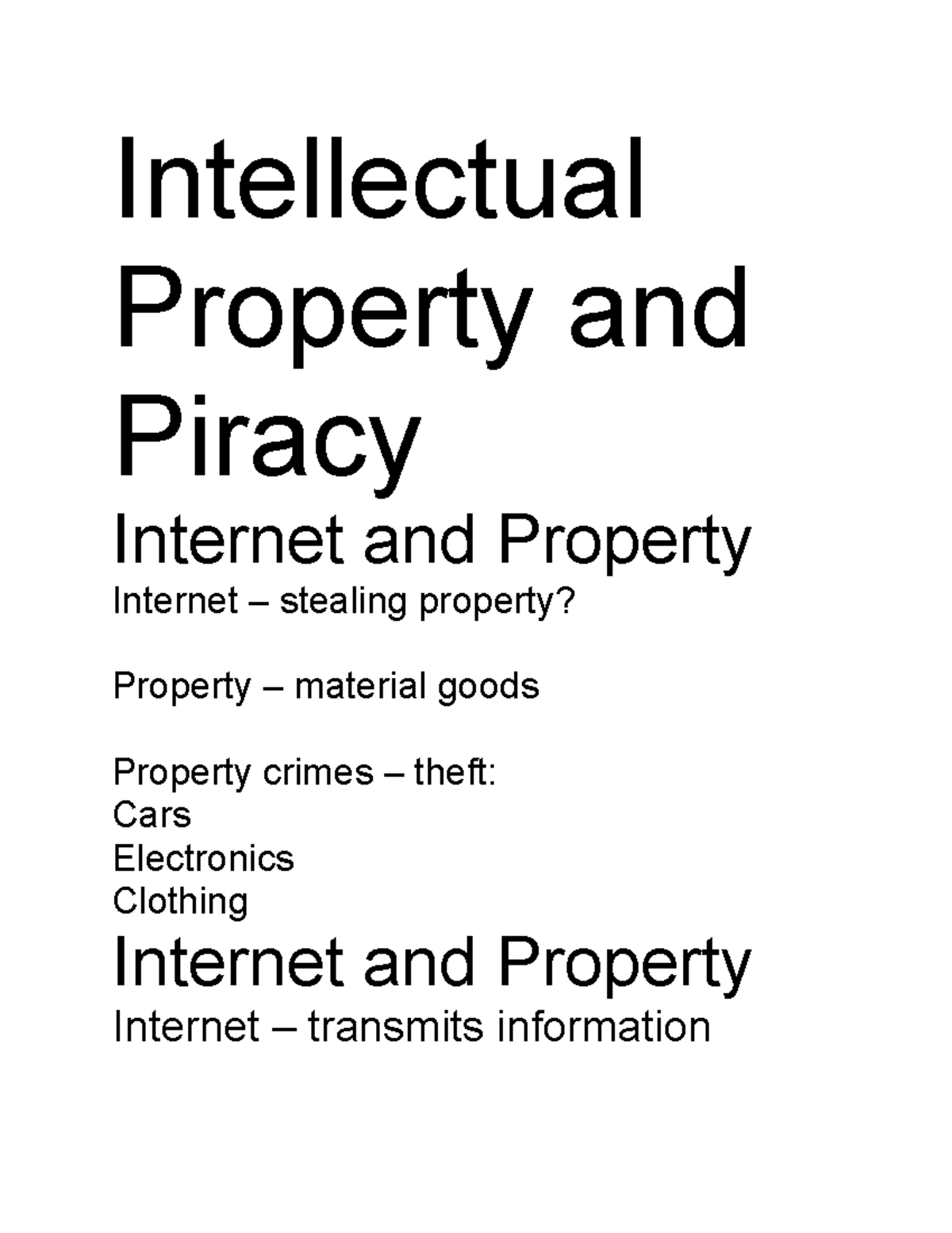 Intellectual Property and Piracy - Intellectual Property and Piracy ...