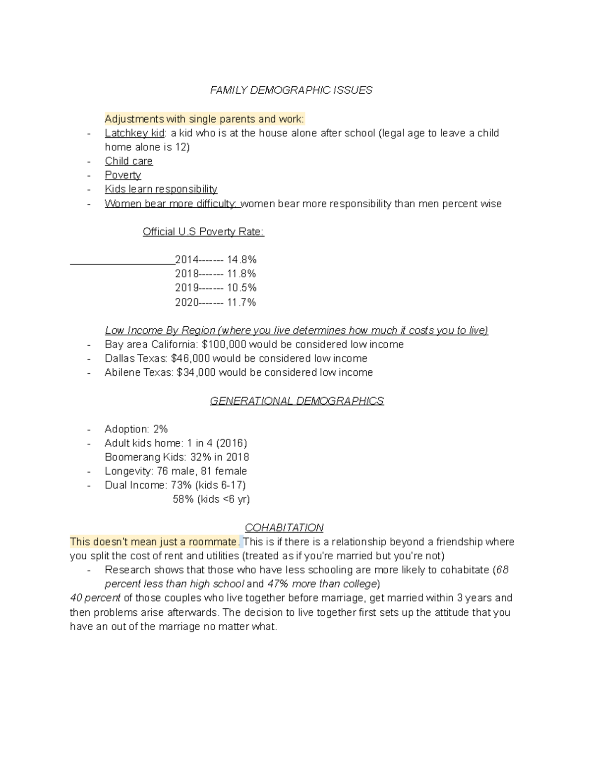 Family Demographic Issues - FAMILY DEMOGRAPHIC ISSUES Adjustments with ...