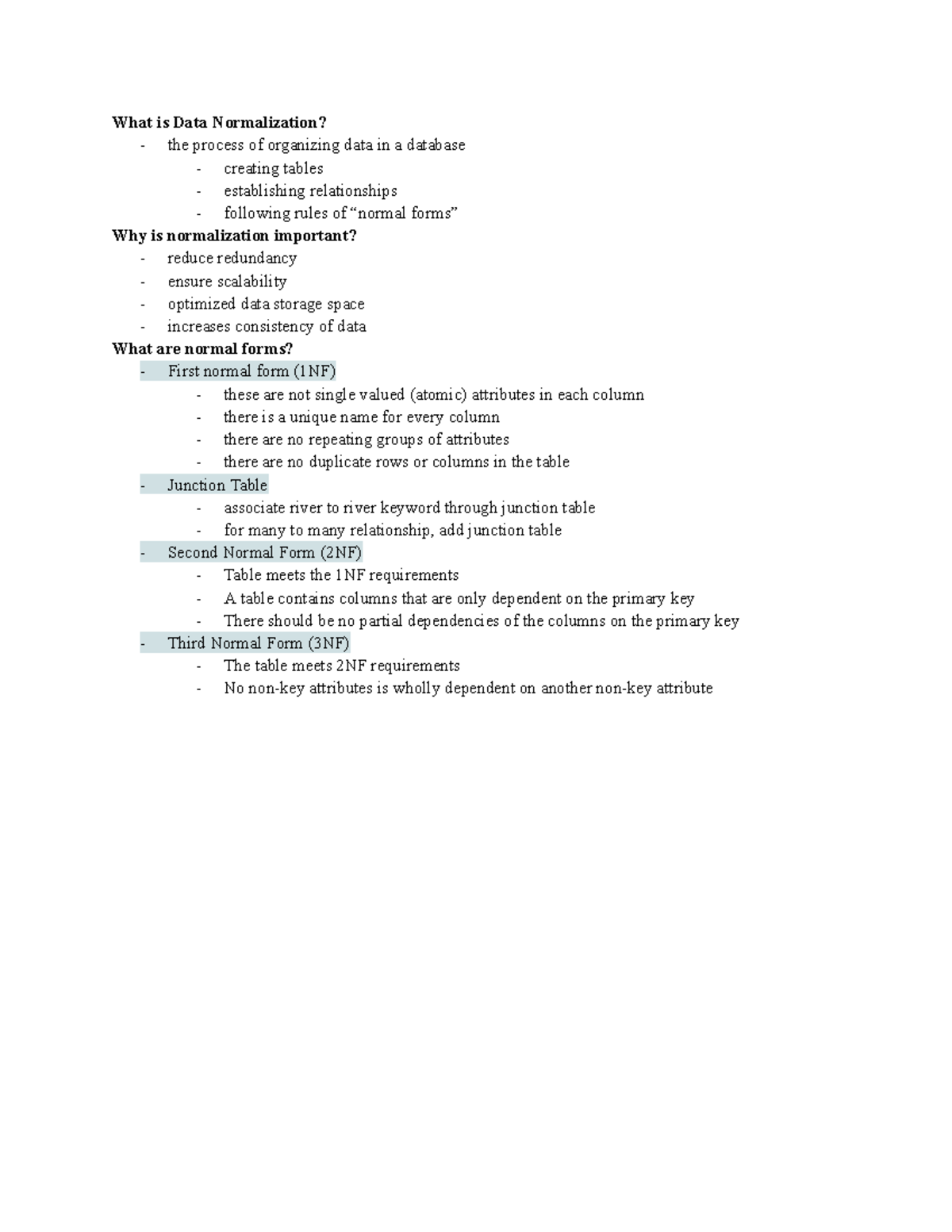 K204 Notes Excel Review - What is Data Normalization? - the process of ...