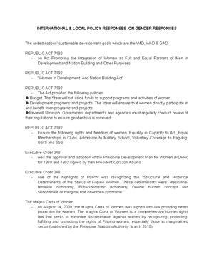 Global Gender Issues - GLOBAL GENDER ISSUES GENDER AND HUMAN RIGHTS ...