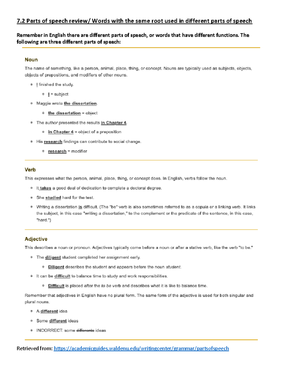 Parts of Speech Review-1 - 7 Parts of speech review/ Words with the ...