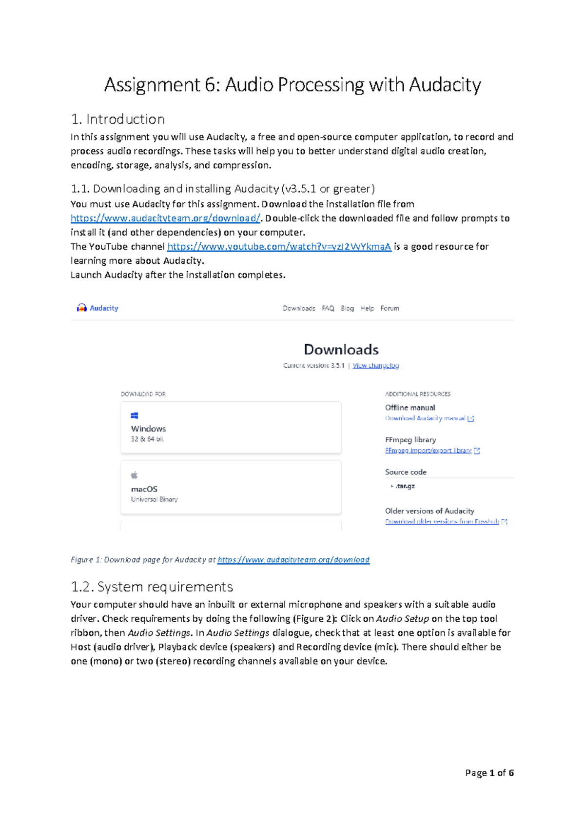 Assignment 6 - Instructions - Assignment 6 : Audio Processing with ...
