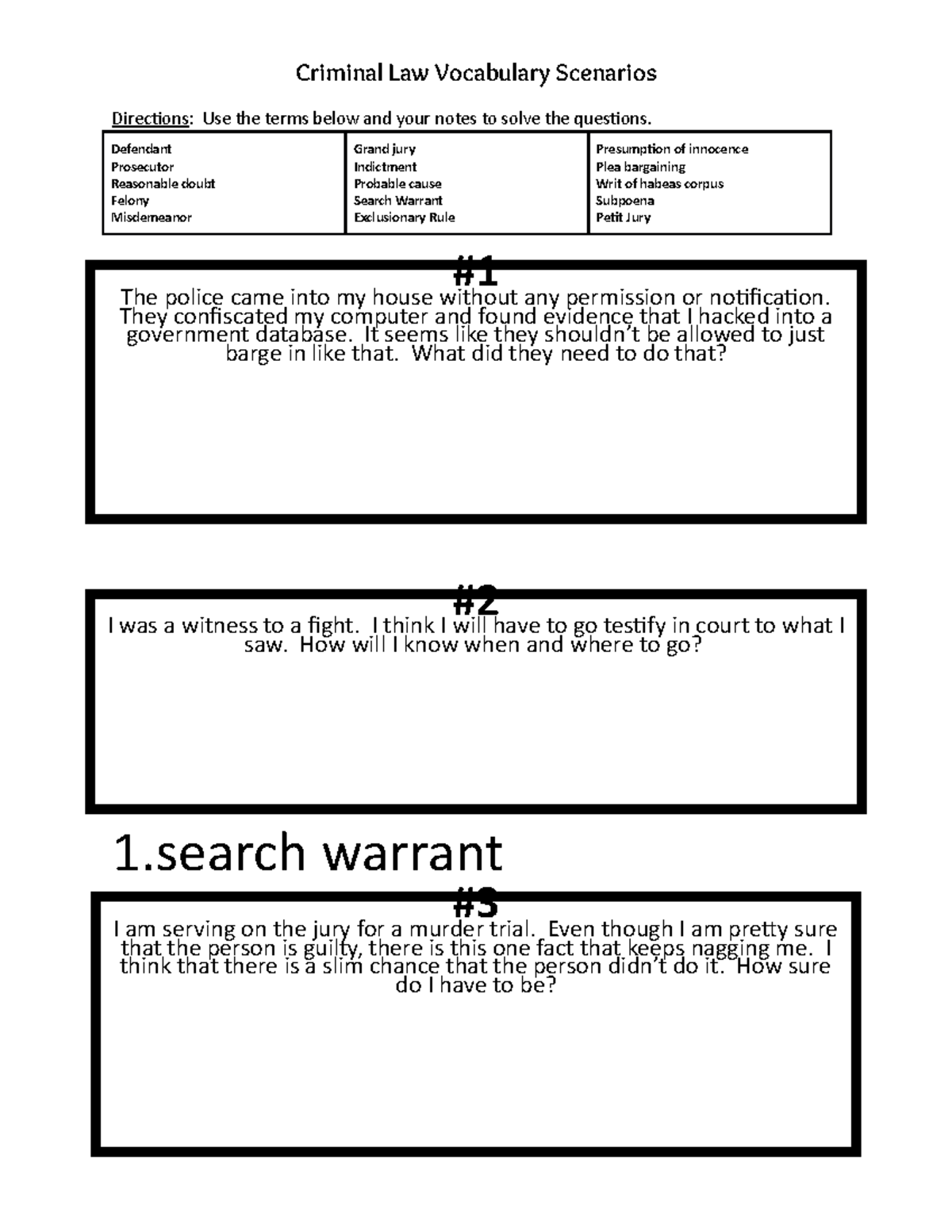 Malisa Coleman - Criminal Law Scenarios - 10111850 - Criminal Law ...