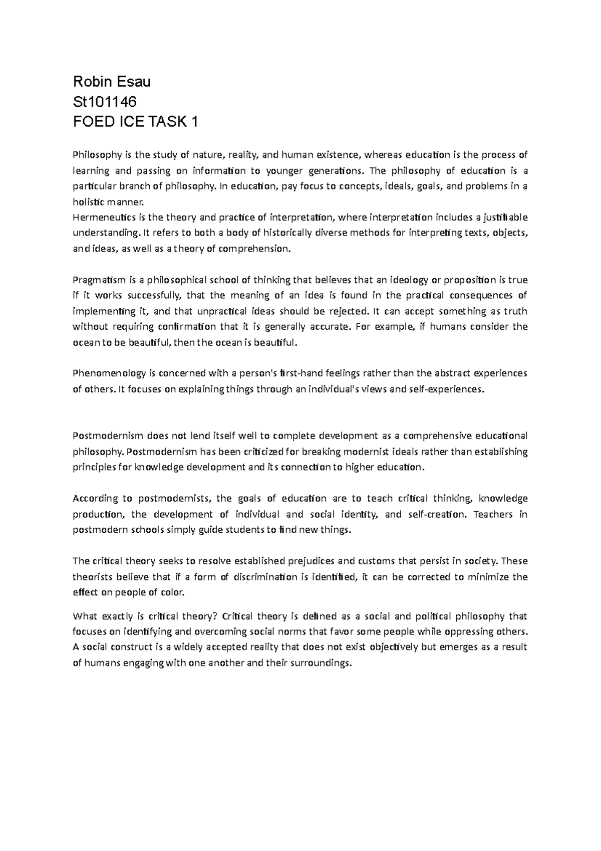 FOED ICE task 1 - Ice task - FOED7411 - Studocu