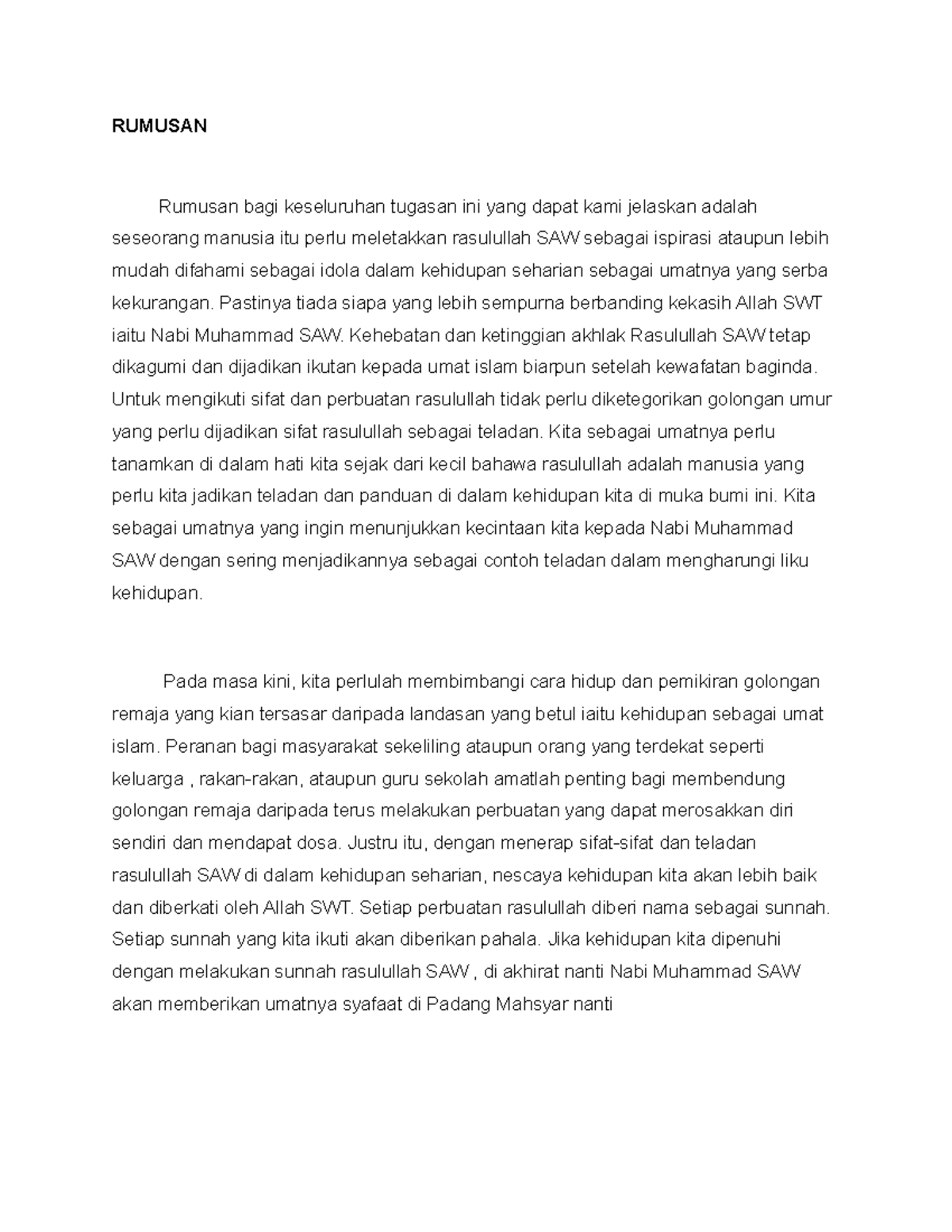 Ctu rumusan - RUMUSAN Rumusan bagi keseluruhan tugasan ini yang dapat kami jelaskan adalah ...