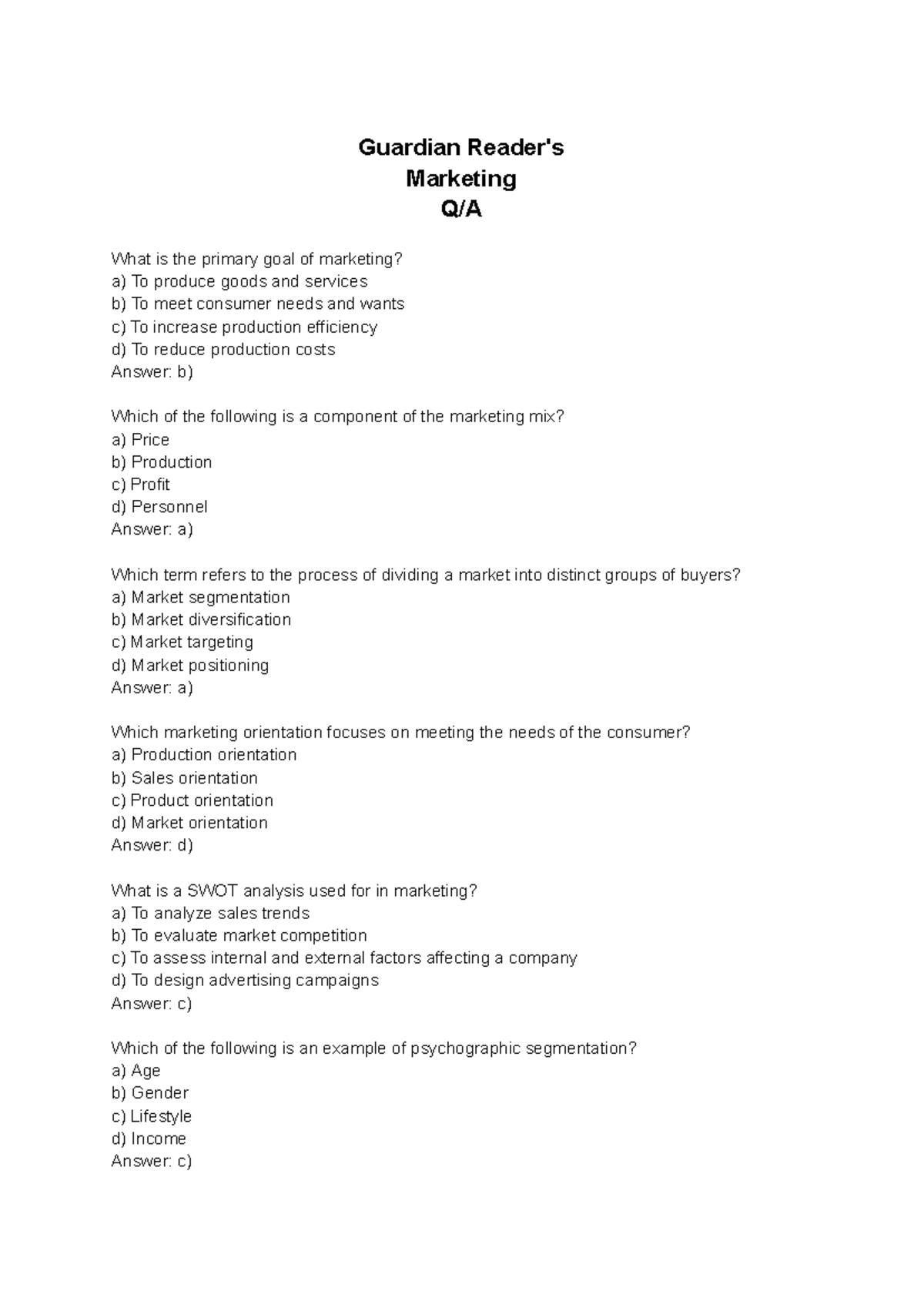 Guardian Reader's-Marketing - Guardian Reader's Marketing Q/A What is ...