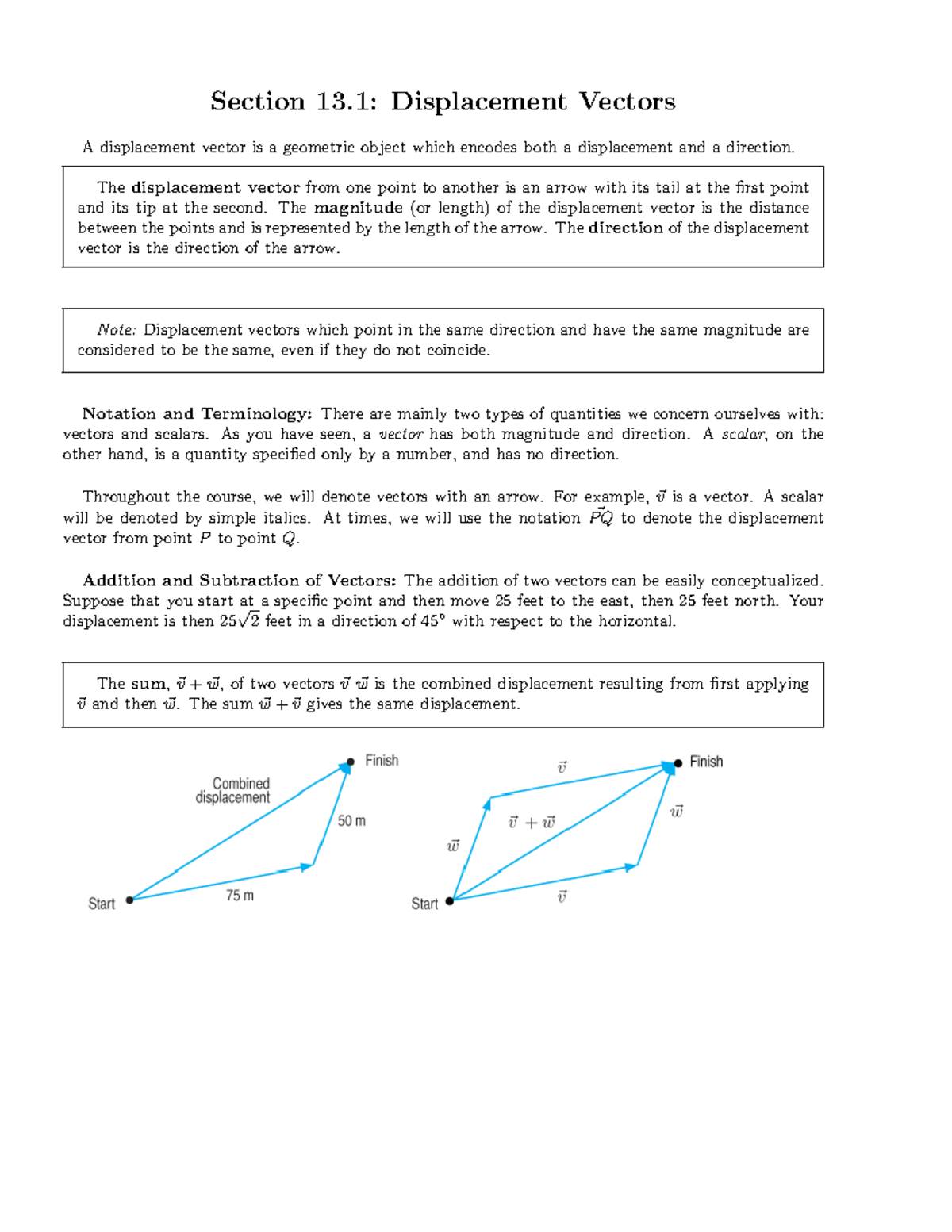 Section 13 - Section 13: Displacement Vectors A displacement vector is ...