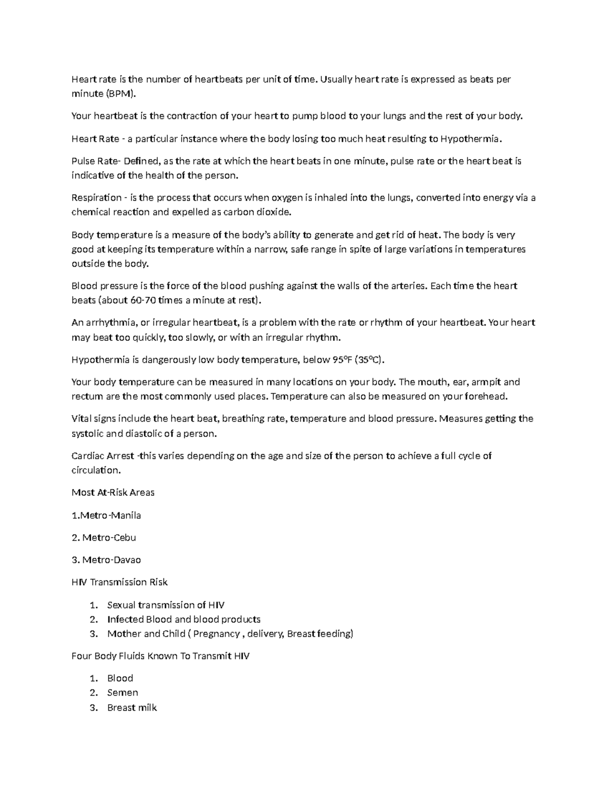 Reviewer Midterm Examination olfu - Heart rate is the number of ...