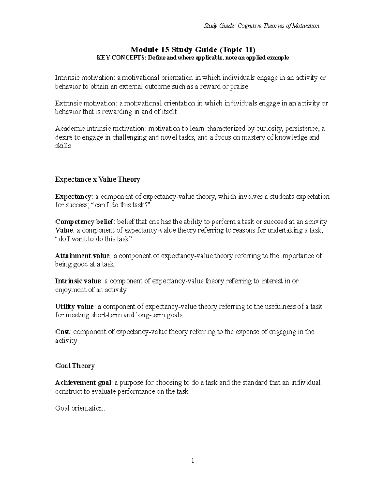 Module 15 Study+Guide - Corinne Zimmerman - Study Guide: Cognitive ...