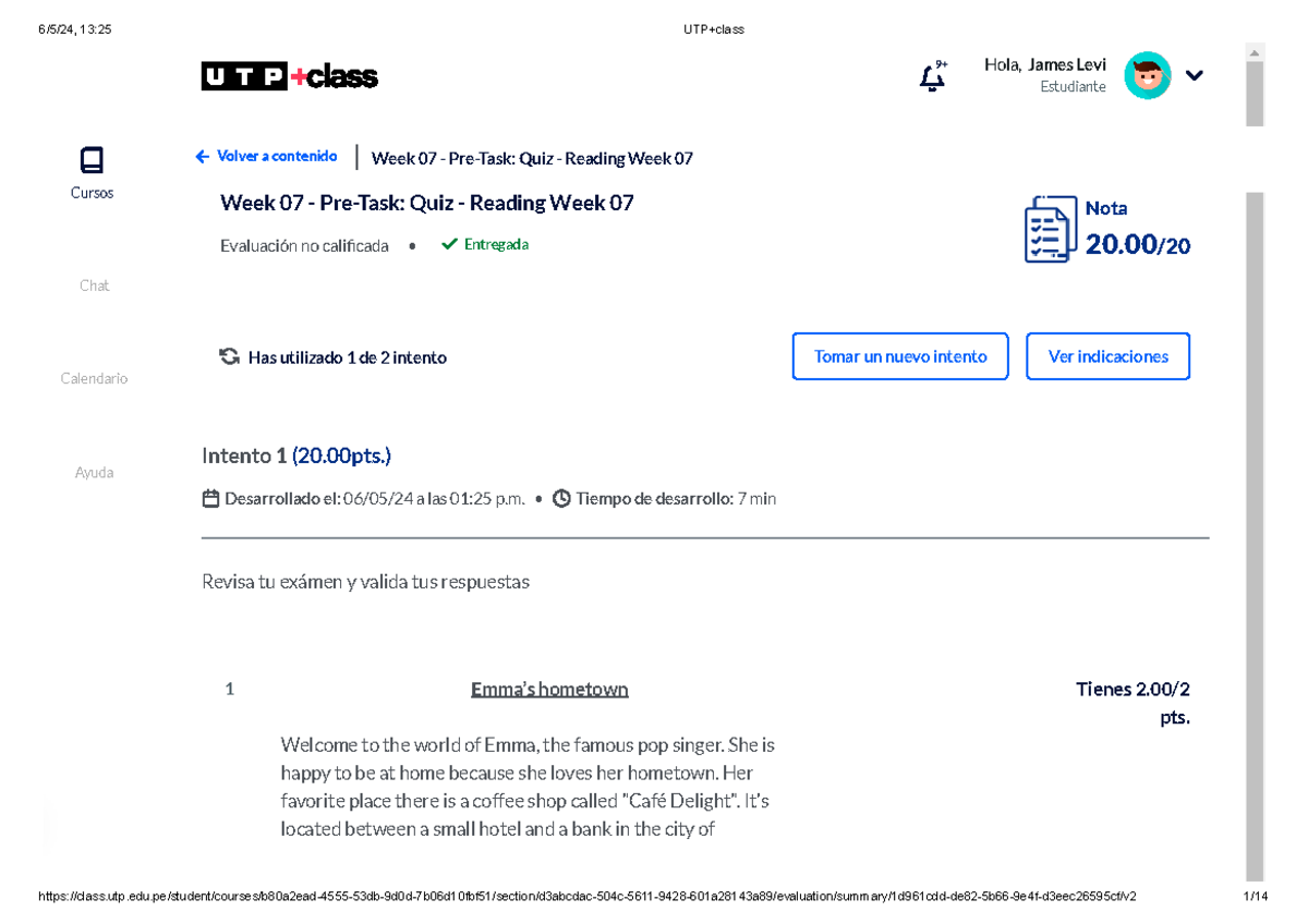 UTP+class - Cursos Chat Calendario Ayuda Intento 1 (20.) Desarrollado ...