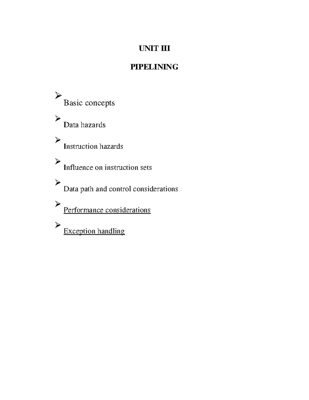 CO(U3) - PIPELINING - UNIT III PIPELINING Basic concepts Data hazards Instruction - Studocu