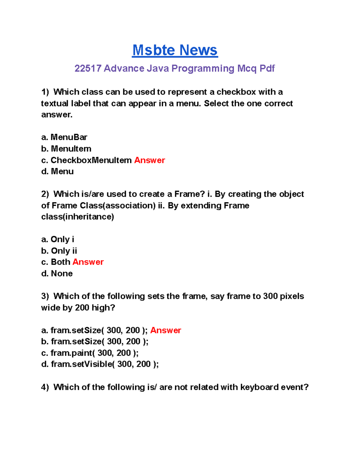22517-1 - hiubjiubj - Msbte News 22517 Advance Java Programming Mcq Pdf ...