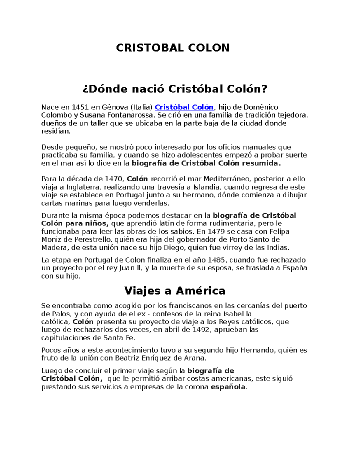 Cristobal Colon - CRISTOBAL COLON ¿Dónde nació Cristóbal Colón? Nace en ...