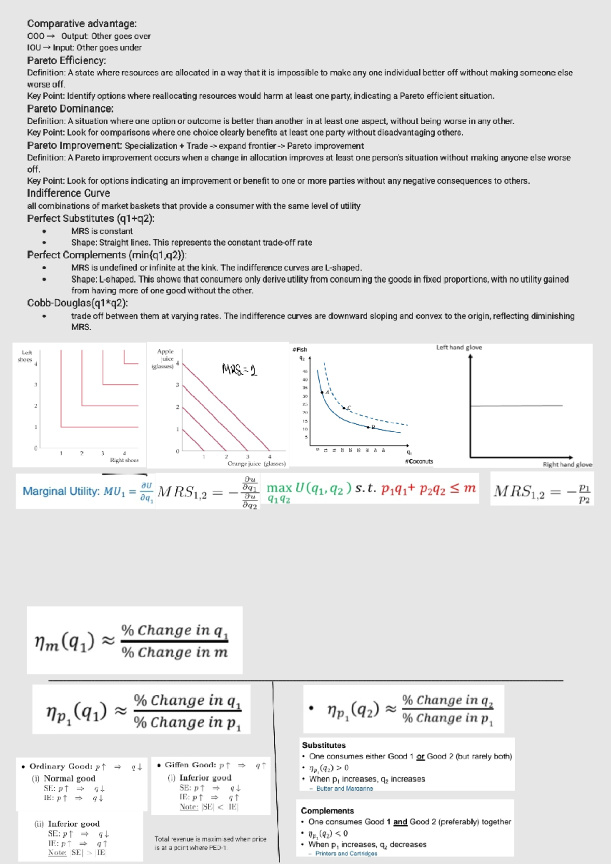 Econ 1 cheat sheet - Comparative advantage: Output: Other goes over IOU ...