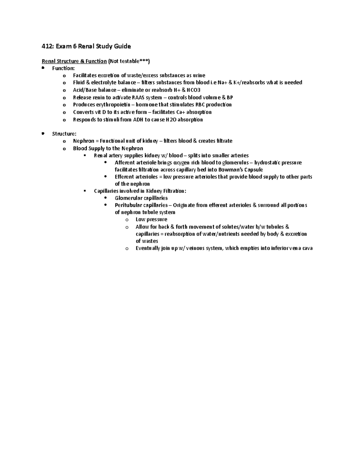 412-Exam6-Renal Study Guide - 412: Exam 6 Renal Study Guide Renal ...