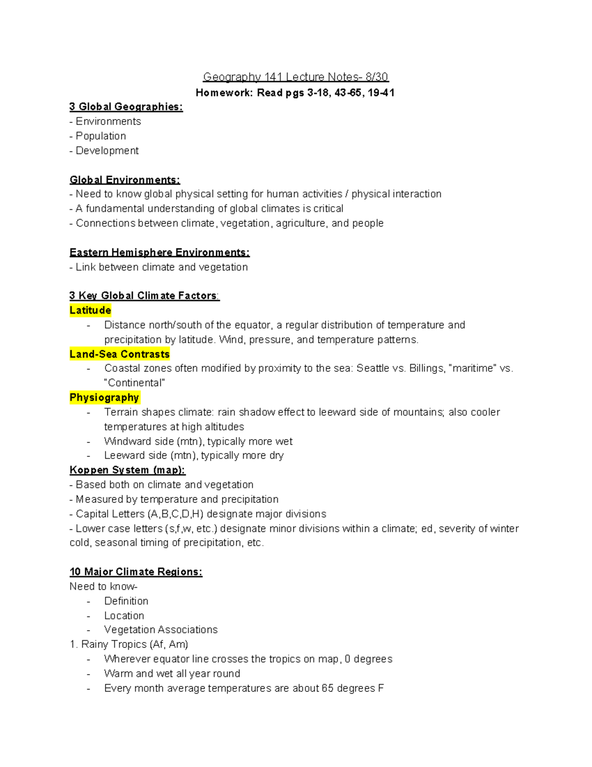 Geography 141 Lecture Notes 8 30 - Geography 141 Lecture Notes- 8/30 ...