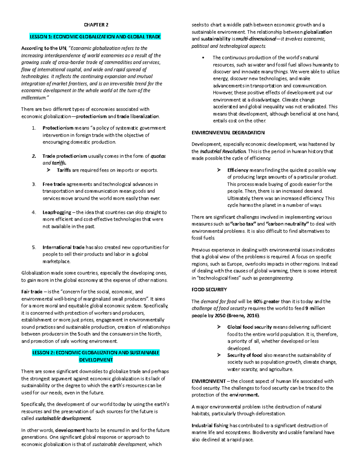 Chapter-2- Contemporary - CHAPTER 2 LESSON 1: ECONOMIC GLOBALIZATION ...
