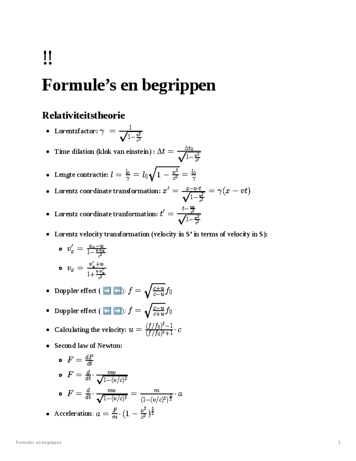 Formulelijst IMN - Formules voor midterm IMN - ####### Formule’s en ...