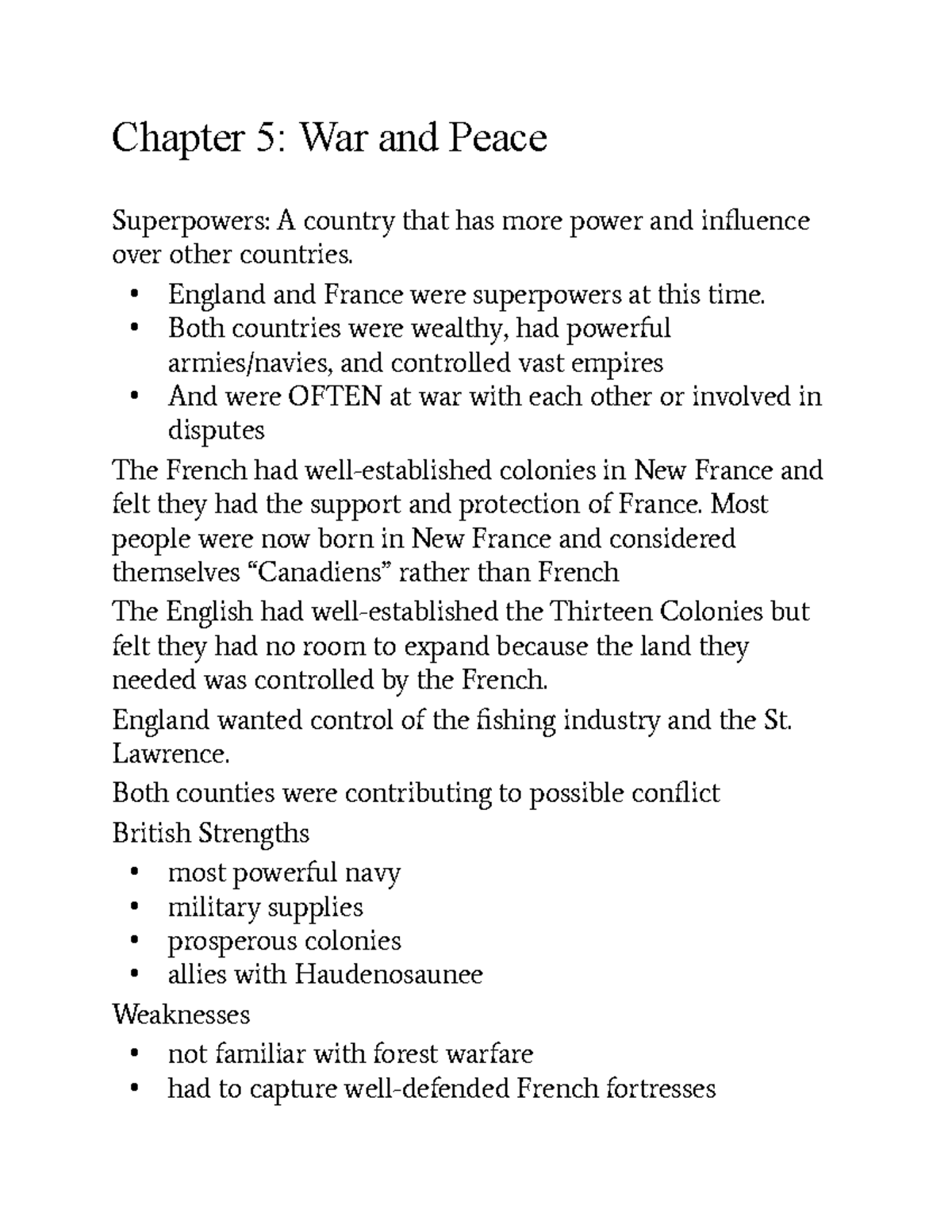 Chapter 5 War and Peace - Chapter 5: War and Peace Superpowers: A ...