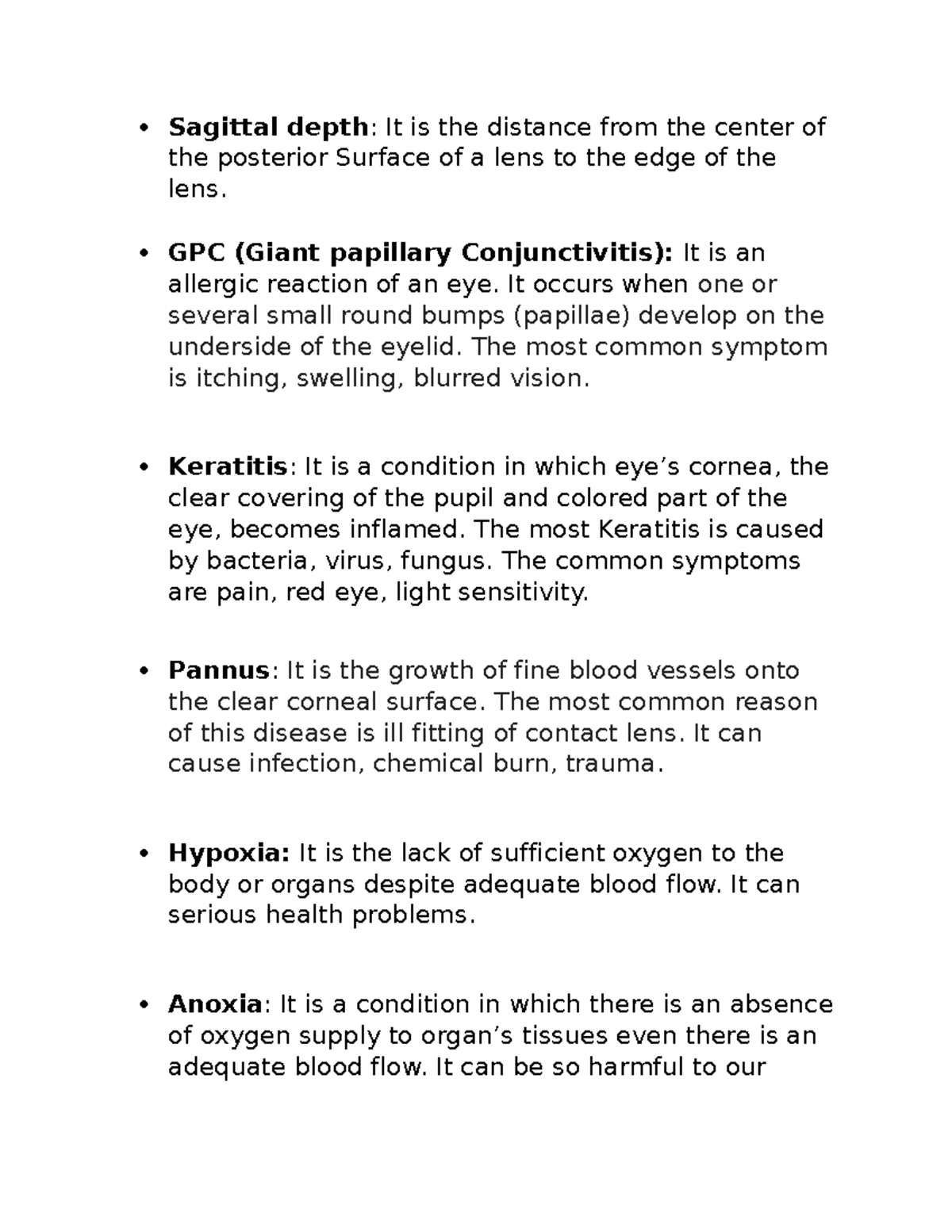 Key definition - Sagittal depth: It is the distance from the center of ...