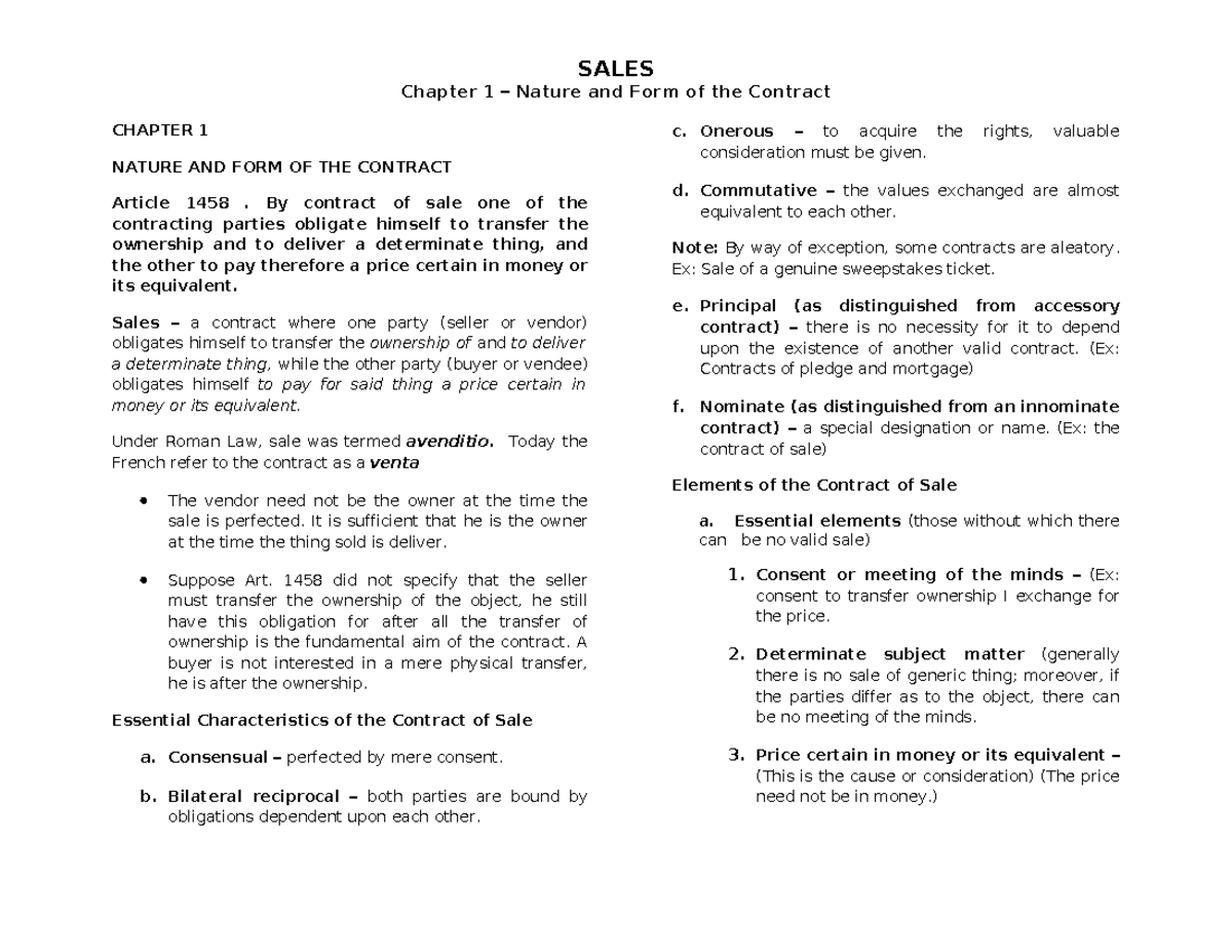 Articles-1458-1494 - article 1458-1494 - Chapter 1 – Nature and Form of ...