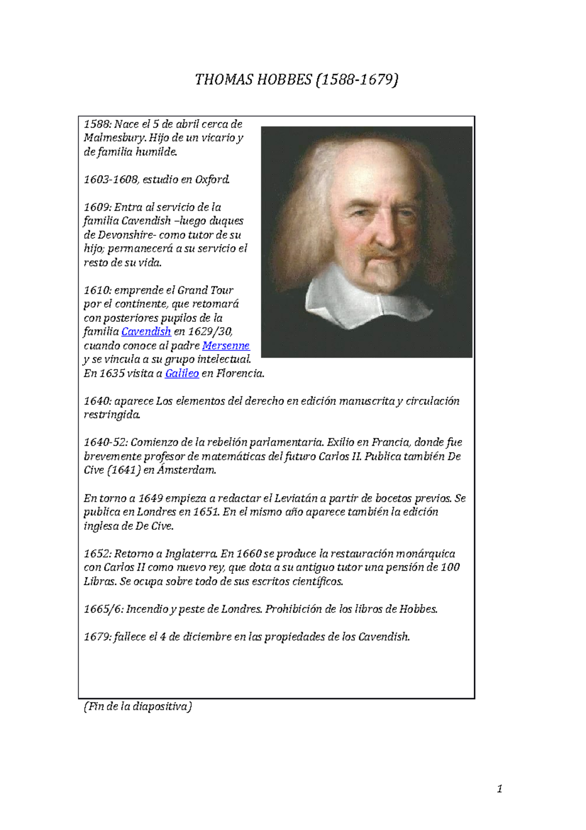 Tema 6. Thomas Hobbes - hnvnv - THOMAS HOBBES (1588-1679) 1588: Nace el ...