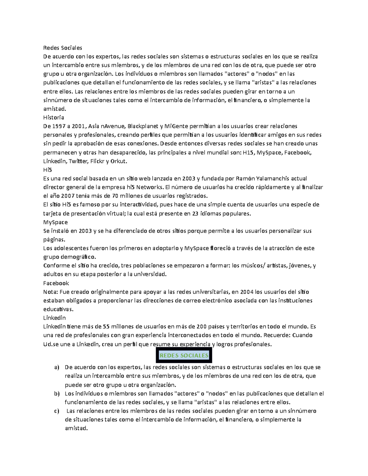 Word2016-TP2- Obligatorio - Redes Sociales De acuerdo con los expertos, las redes sociales son ...