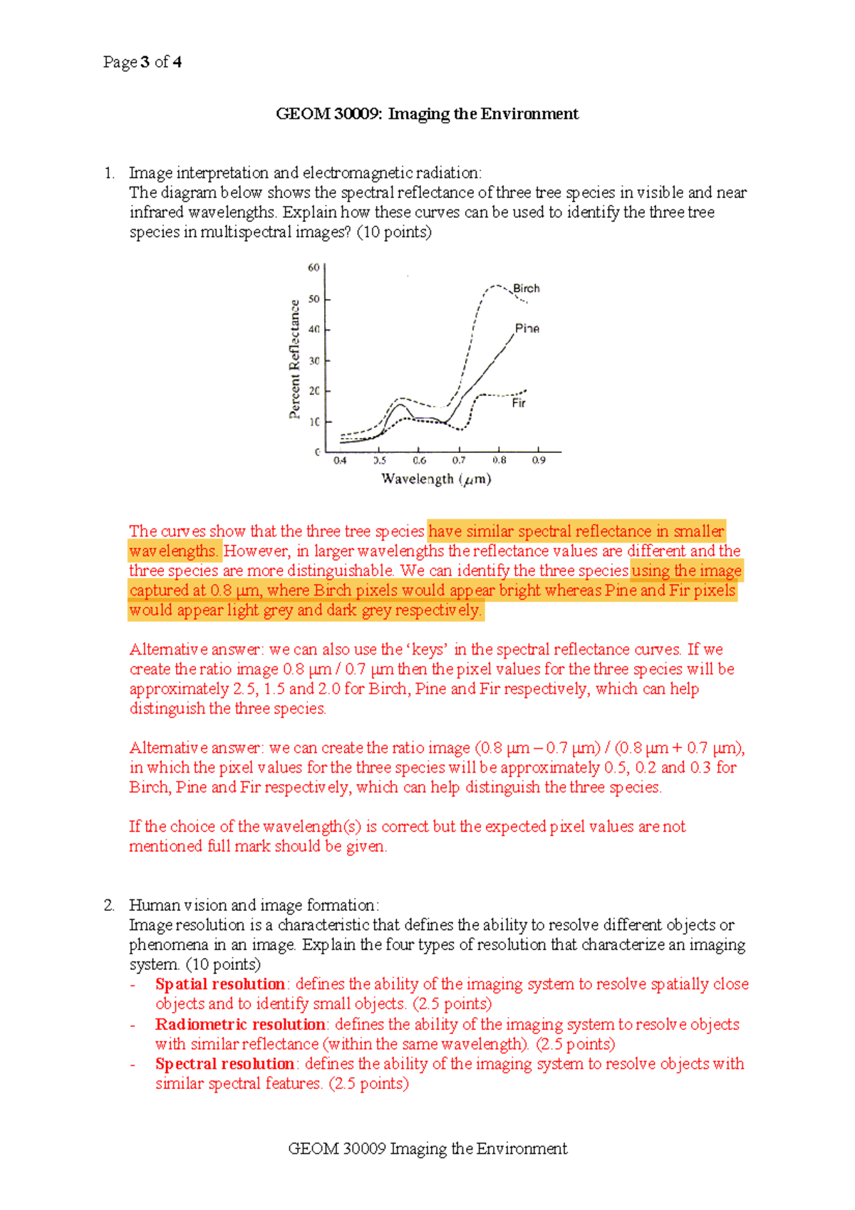 2016 final examination model answer - GEOM 30009: Imaging the Environment Image interpretation ...