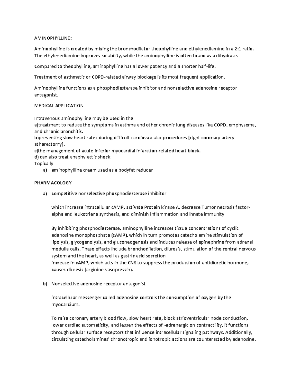 Aminophylline - Bronchodilator - AMINOPHYLLINE: Aminophylline is ...