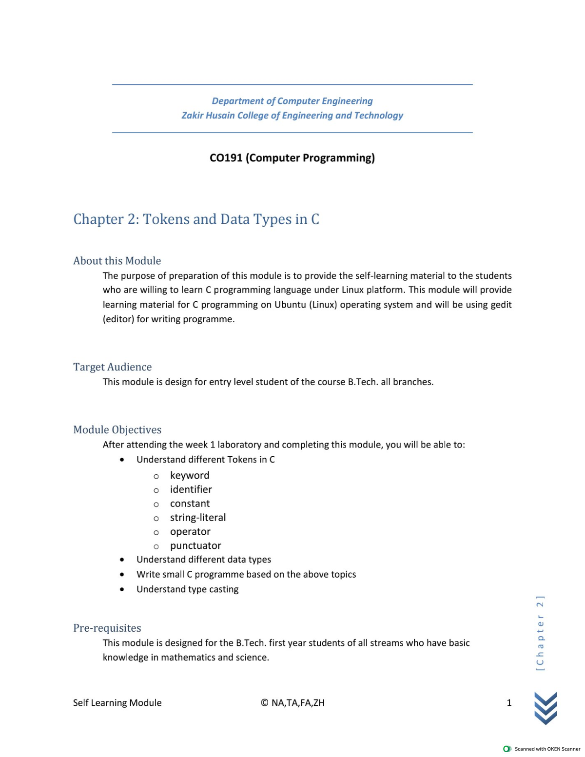 Tokens and data types in C - c++ programming - Studocu