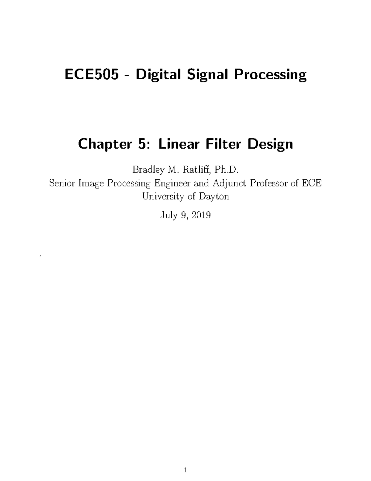 ECE505 Chapter 5 Linear Filter Design - ECE505 - Digital Signal ...