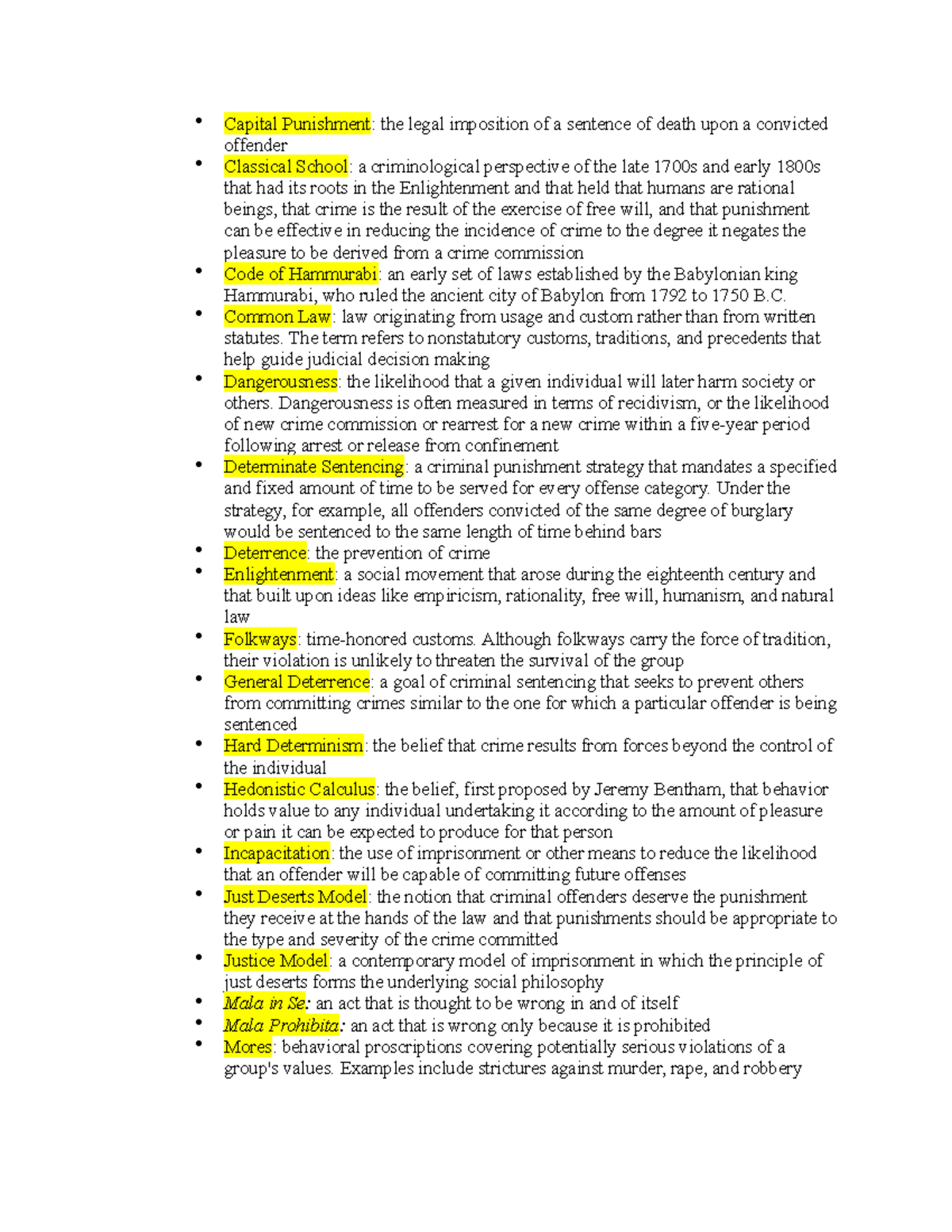 Ch. 3 Vocab - Capital Punishment: the legal imposition of a sentence of ...