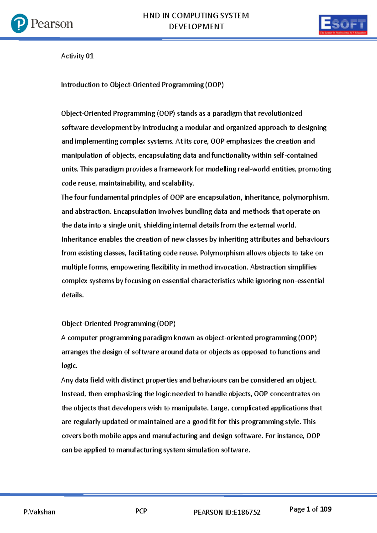 Ap Unit 20: Applied Programming and Design Principles - Page 1 of 109 ...