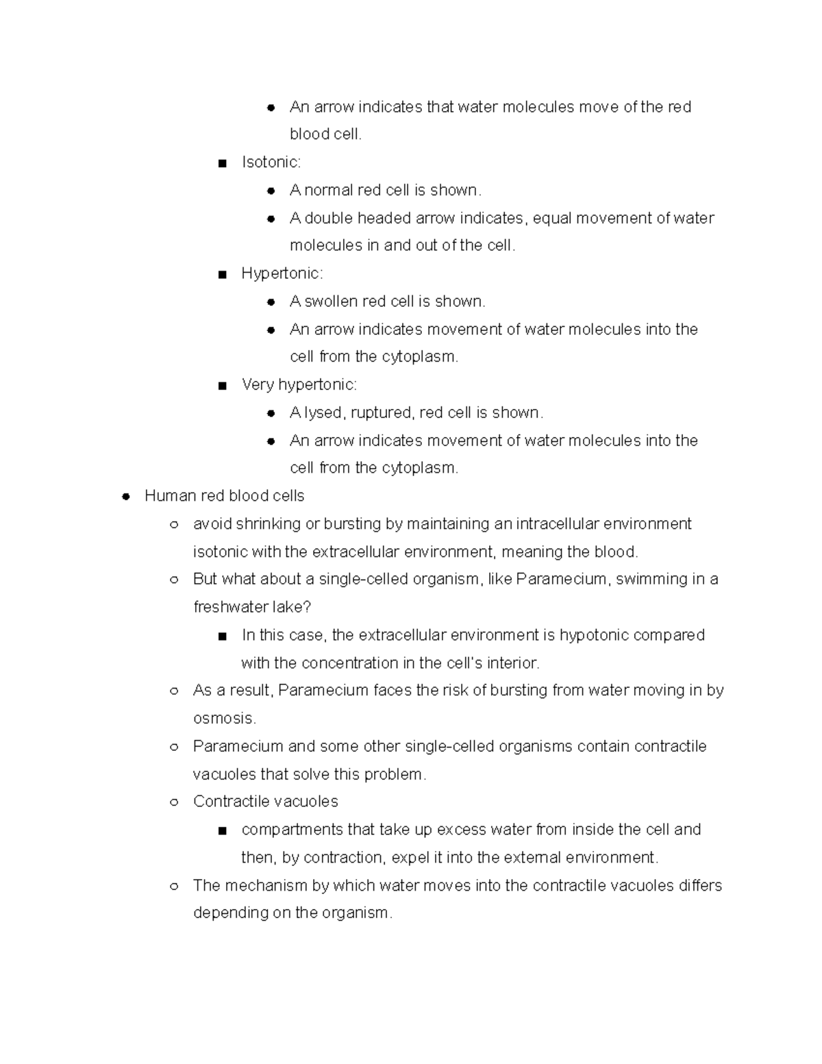 Human red blood cells - Ɣ $Q DUURZ LQGLFDWHV WKDW ZDWHU PROHFXOHV PRYH ...