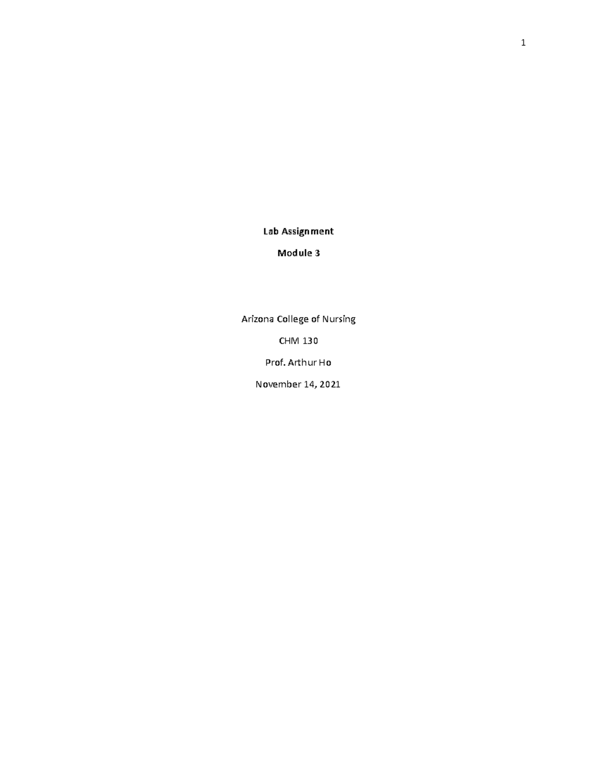 Lab Assignment Module 3: Mass Moles and Molecular Weights - Studocu