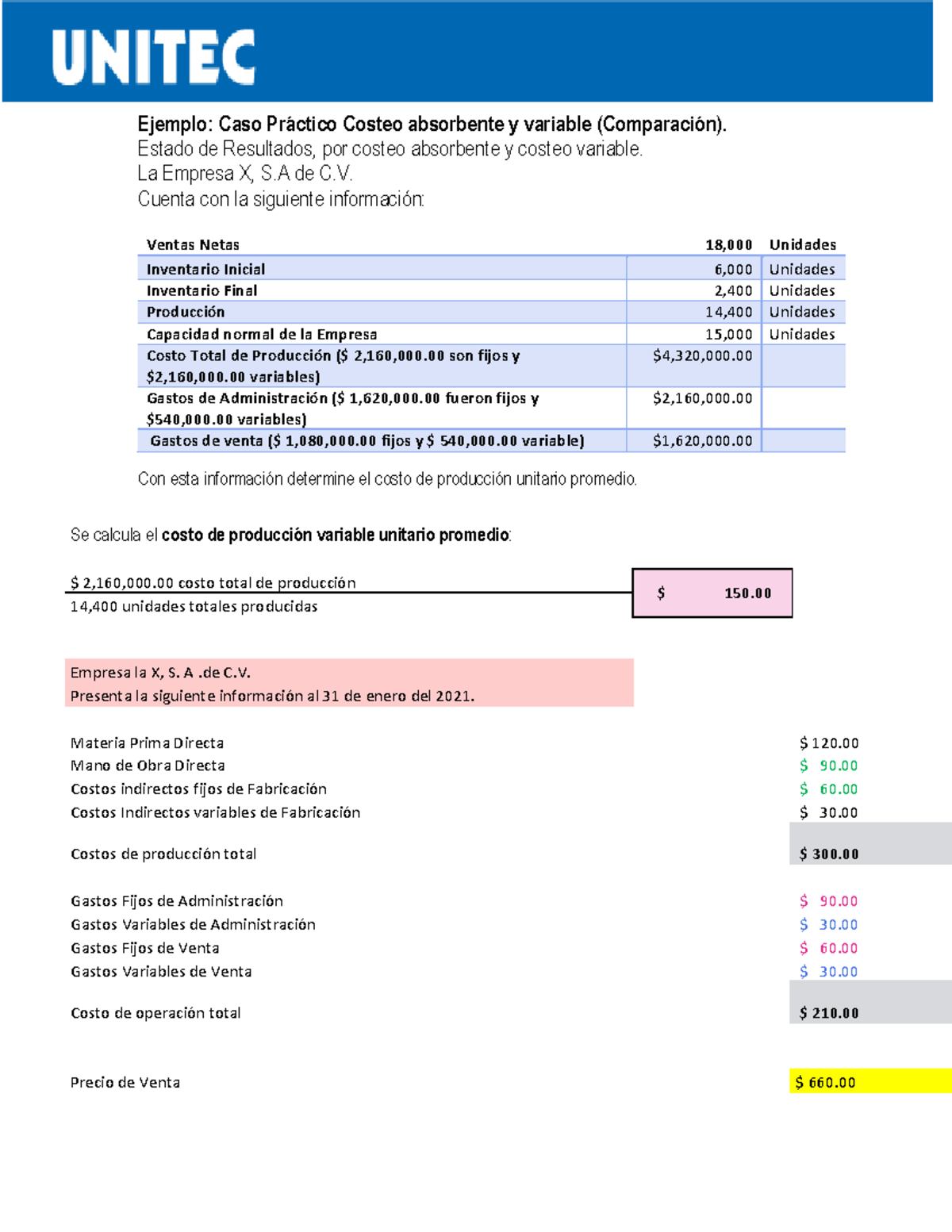 Ejemplo de caso Práctico Resuelto de Análisis de Costos 2021 - Ejemplo: Caso Pr·ctico Costeo ...