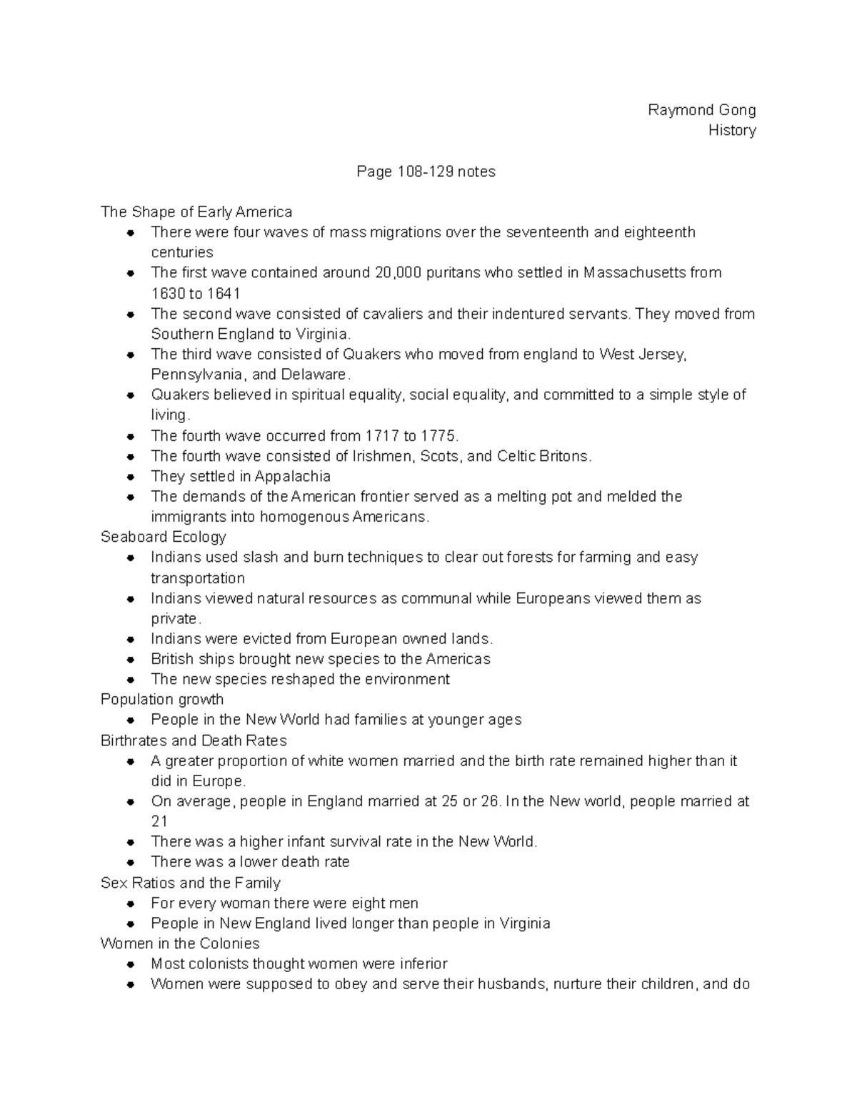 P 108-129 notes us history - Raymond Gong History Page 108-129 notes ...