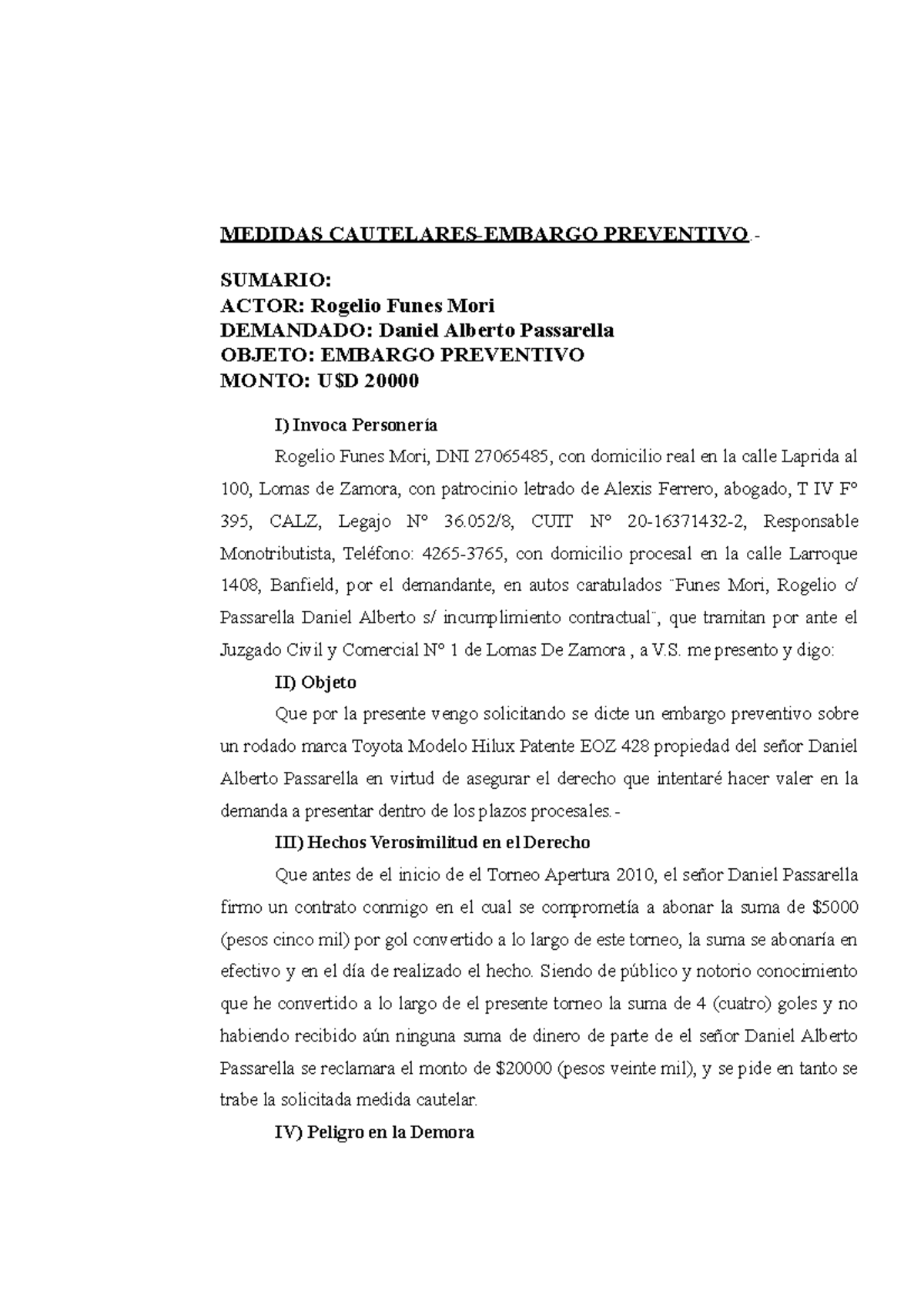 Embargopreventivo - trabajo practico de carrera derecho - MEDIDAS ...