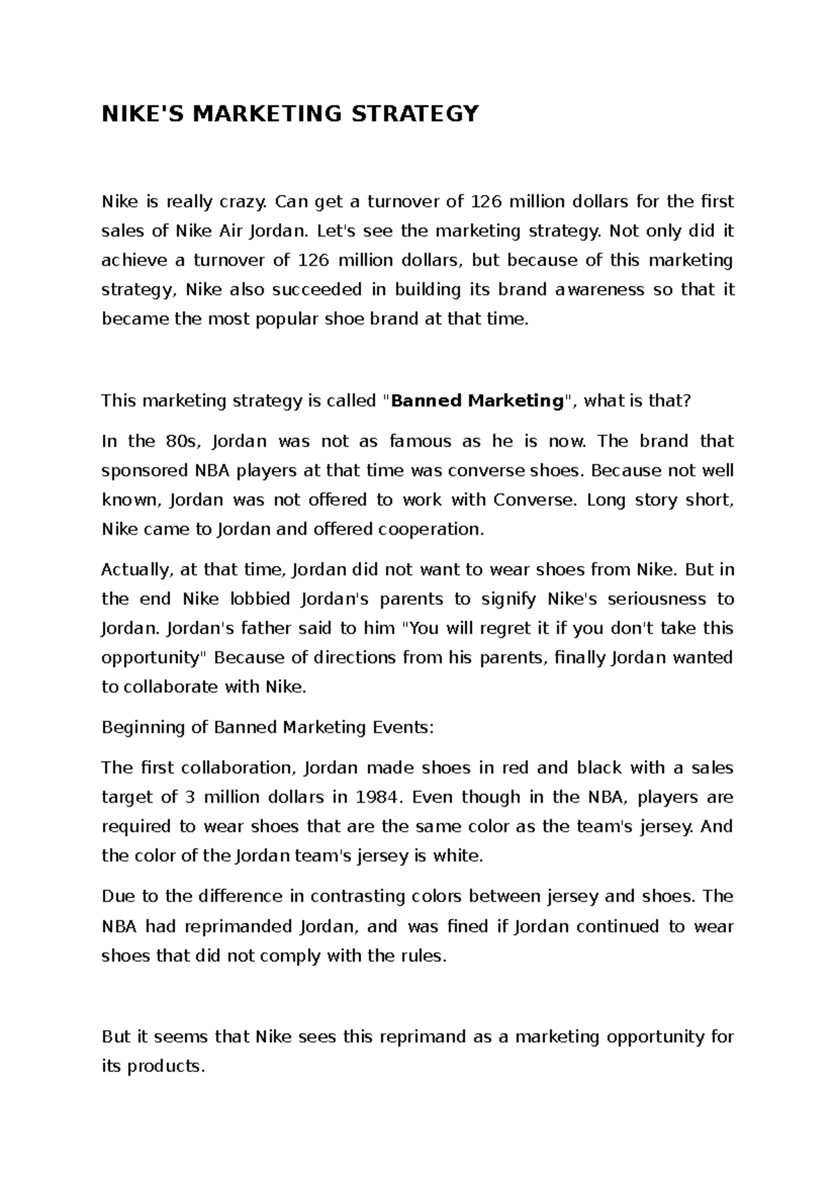 NIKE Marketing Strategy Marketing Strategy - NIKE'S MARKETING STRATEGY ...