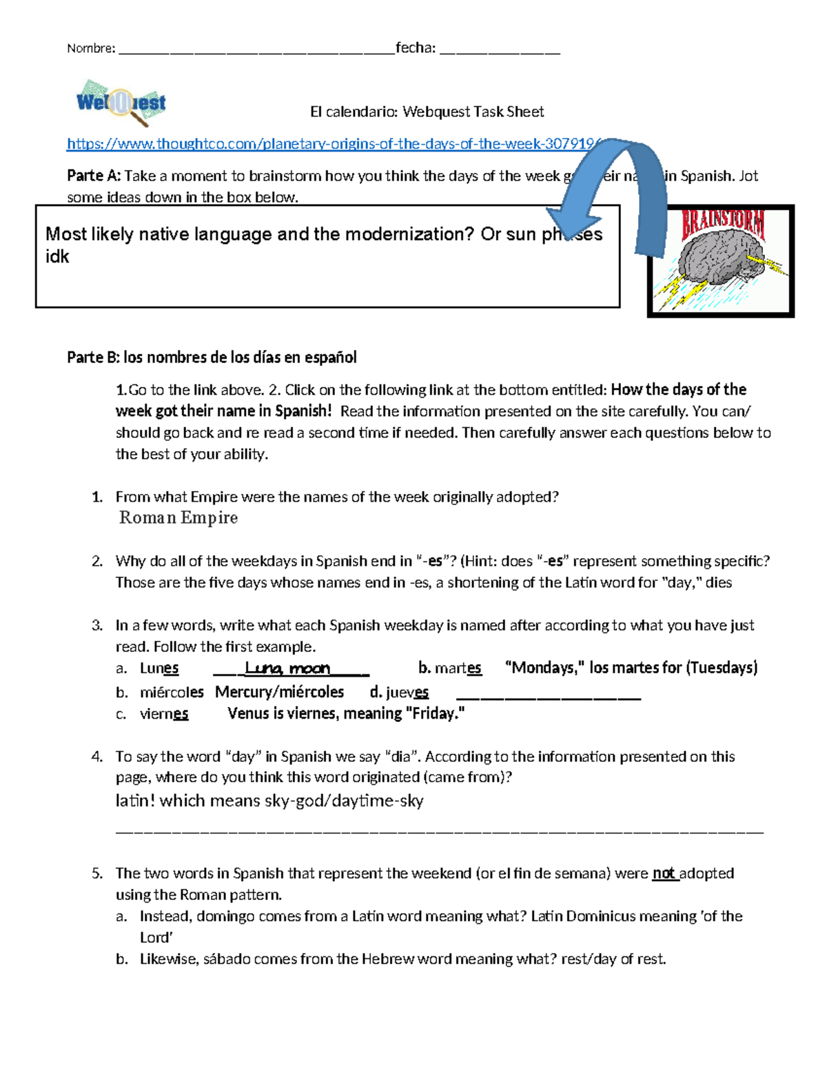 Copy of calendar webquest modified - Most likely native language and ...