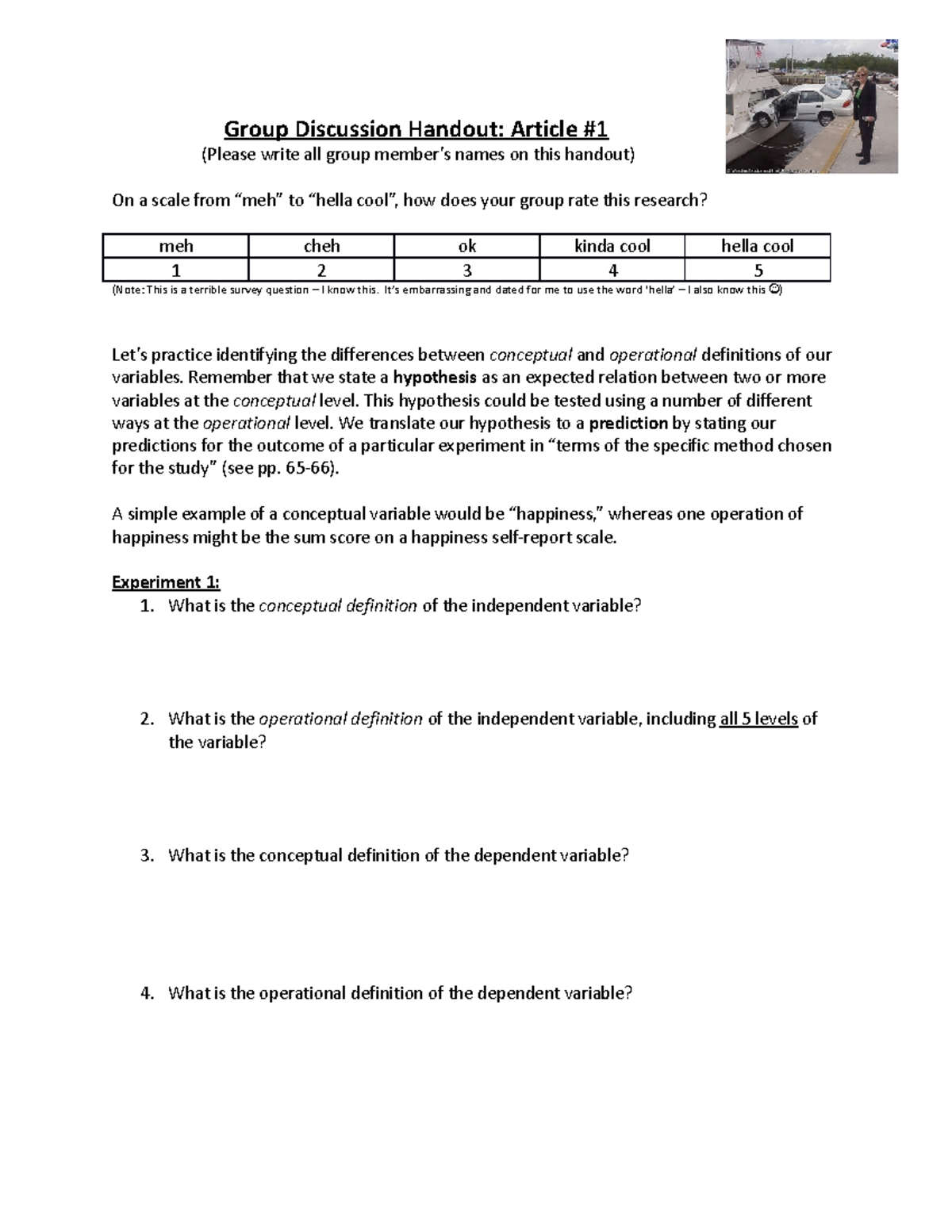 Group Article Discussion 1 - Group Discussion Handout: Article (Please ...