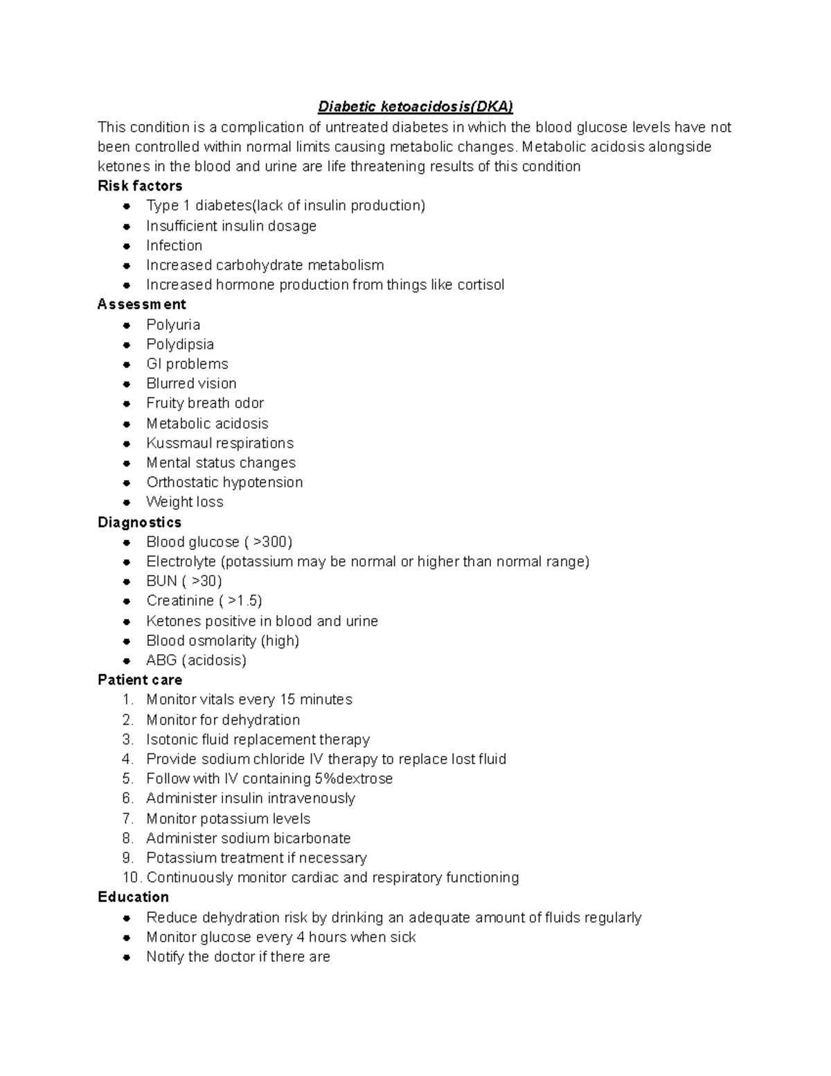 DKA - diabetic ketoacidosis nursing - Diabetic ketoacidosis(DKA) This ...